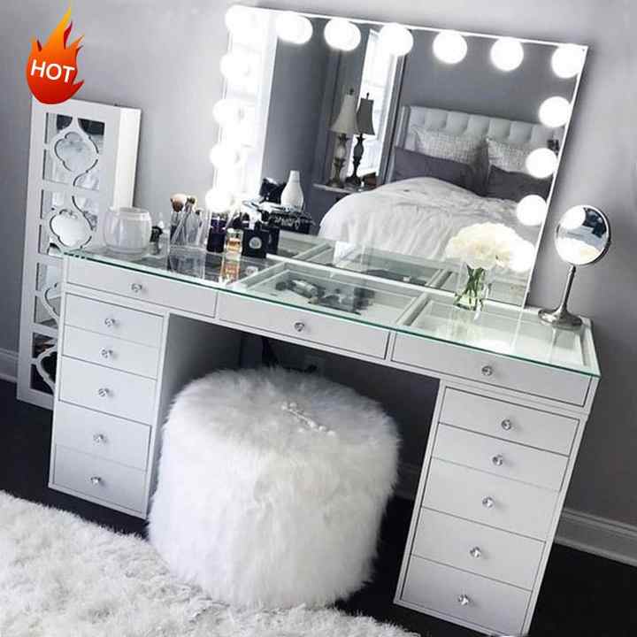 Impressions Vanity Slay Station Luxury Style Clear Glasstop Dresser ...