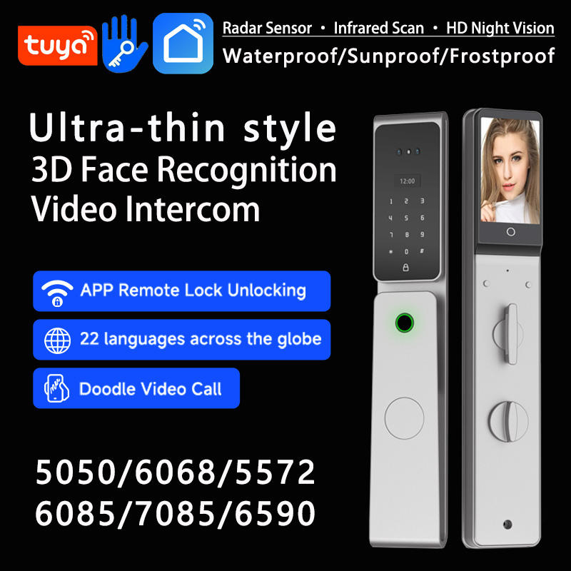 Tuya Ultra-thin Smart Lock Waterproof Face Recognition Cipher Lock ...