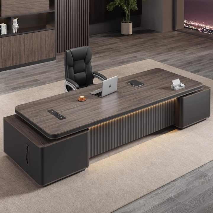 Luxury Modern Wooden Boss Office Table Desk L-Shaped CEO Executive ...