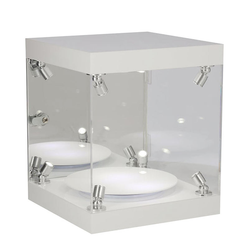 Acrylic Display Case with LED Spotlights - Lockable Showcase