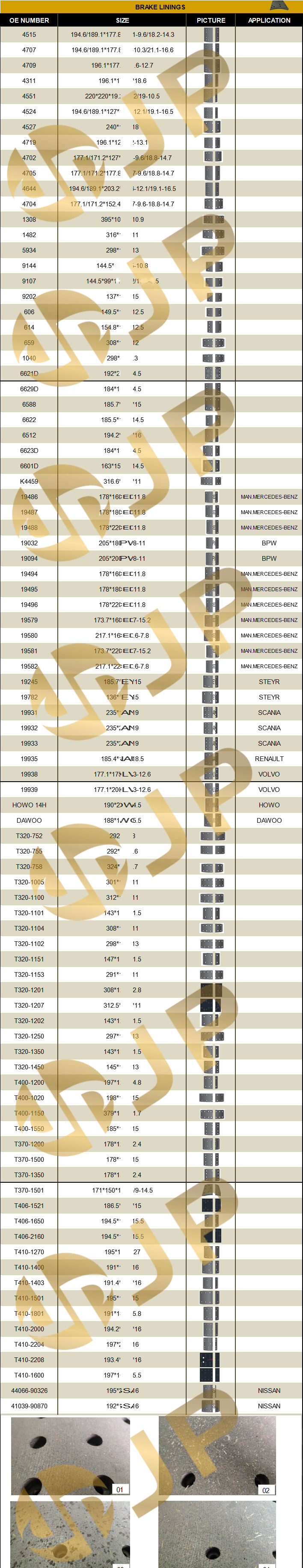 JP Truck and bus trailer brake pad 04495-37032 HINO300 REAR BRAKE ...