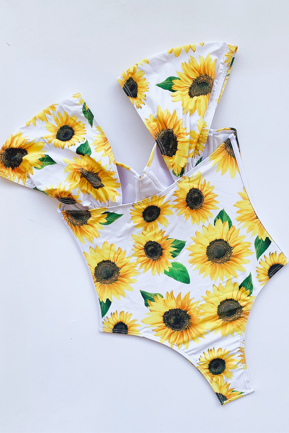 Summer New Fashion Sunflower Monokini Floral Swimwear One Piece Bathing ...