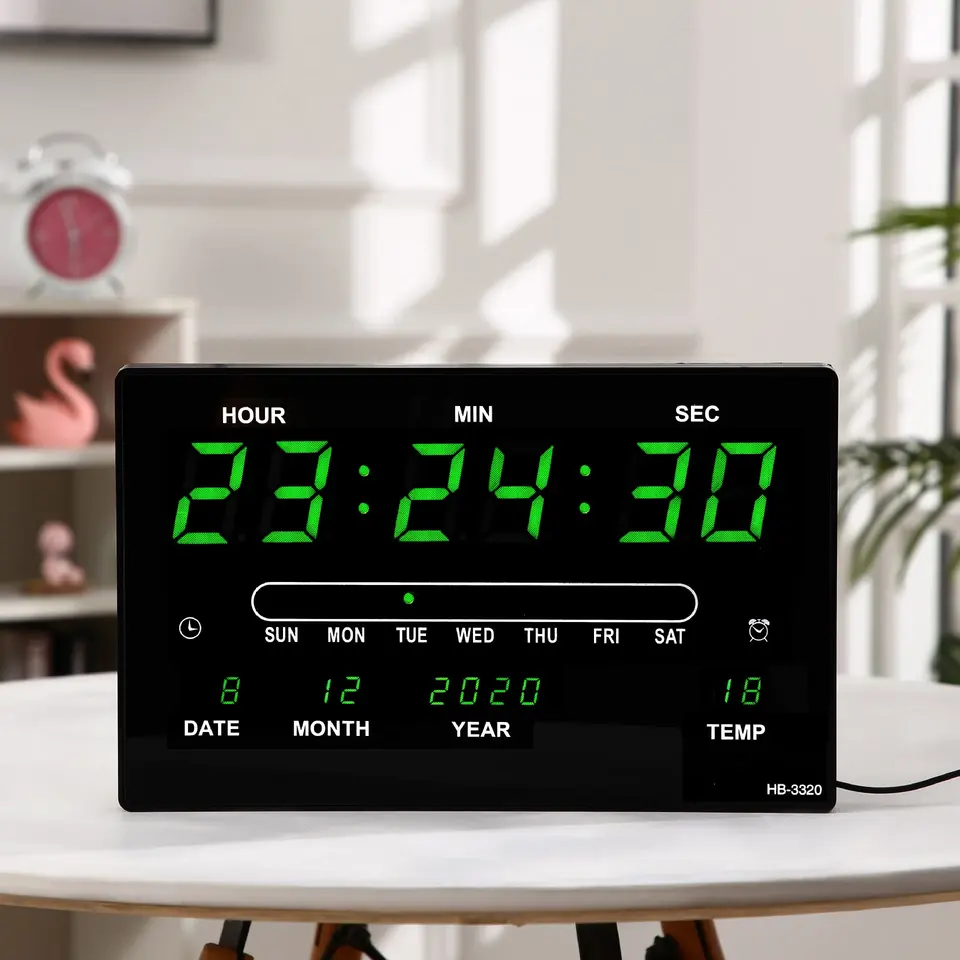Digital Perpetual Calendar Alarm Electronic Wall Clock Week Display ...