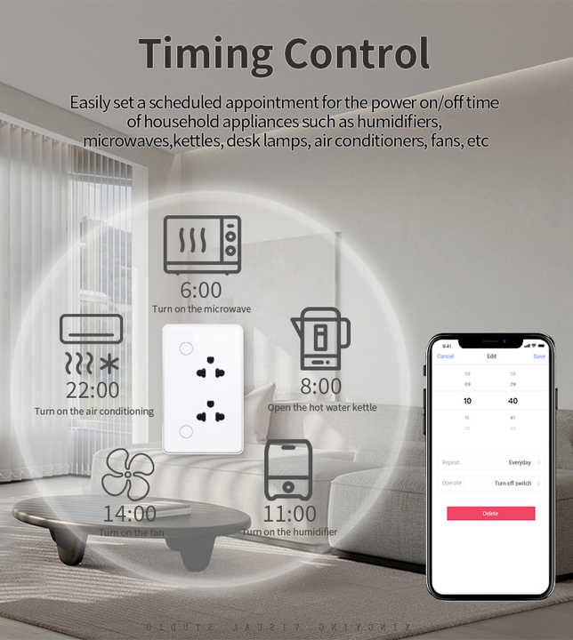 DUOMEI Smart WIFI US TH Standard 110V 10A Dual Power Socket Aluminum ...