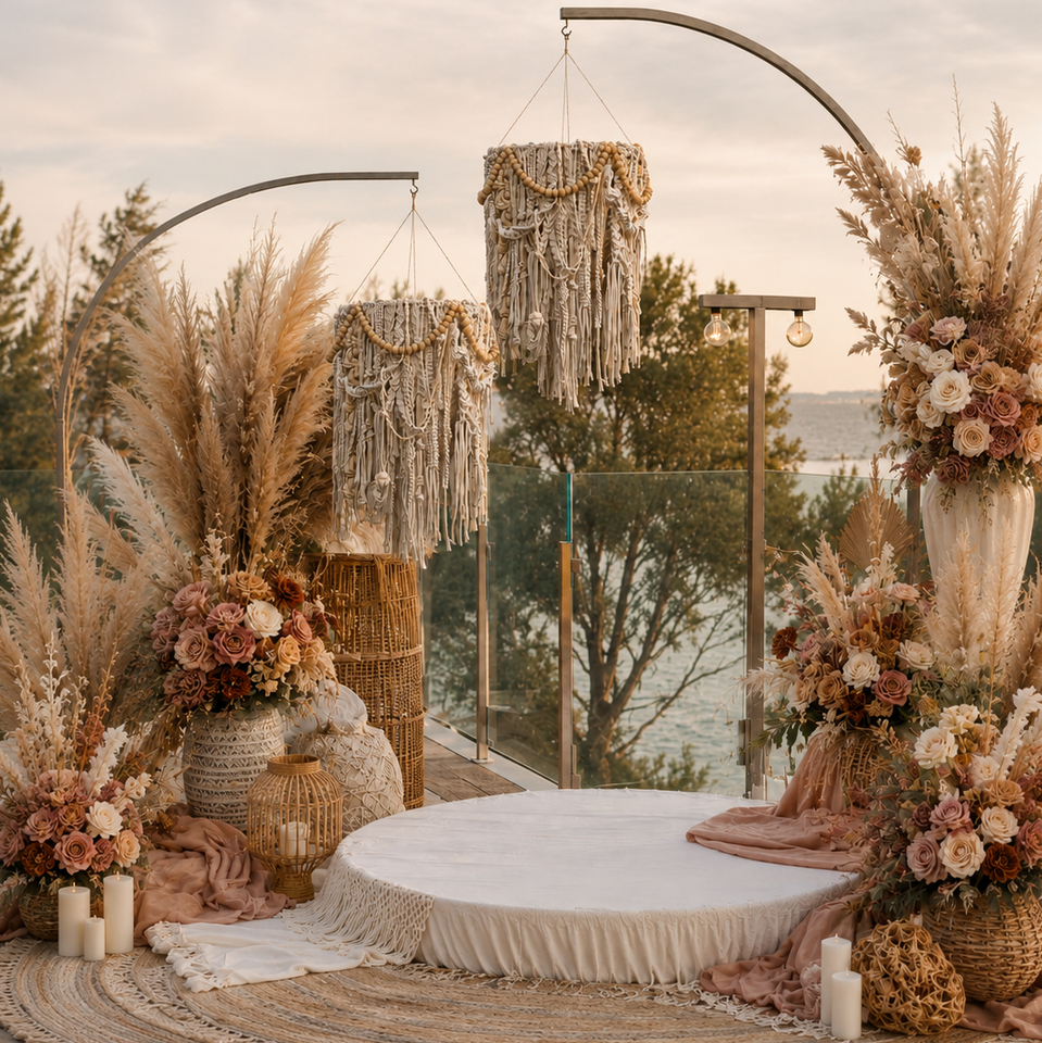 Modern Customized Wedding Backdrop Cotton Macrame Lampshade Curtain for ...