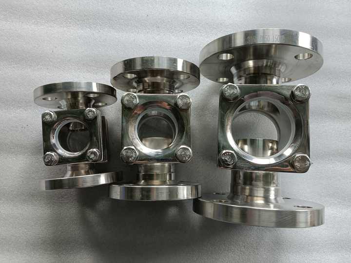 Circular Container Sight Glass - Stainless Steel Rectangle