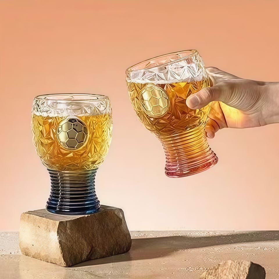 Football Shaped Transparent Beer & Wine Glass 400-500ml Soda Lime Glass ...