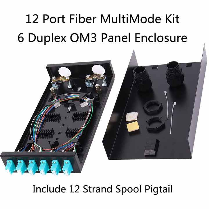 6-Port Multimode Fiber Enclosure Spool Kit LC/LC OM3 1 Meter 12 Strand ...