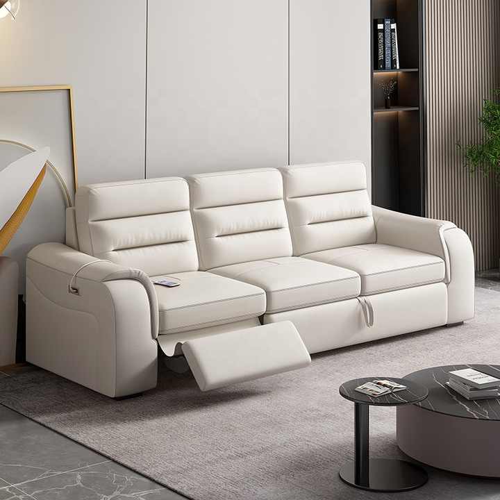 l Shape Modular White Corner Sofa with Sleeping Function Electric Recliner Folding Sofa Bed ...