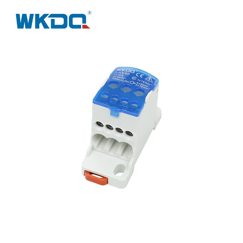 UKK 80A Din Rail Terminal Block - Blue/Gray Screw Power Distribution ...