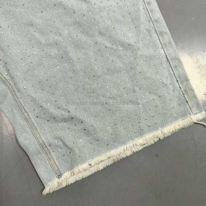 OEM Custom Vintage Washed All Over Printing Rhinestone Diamonds Jorts ...