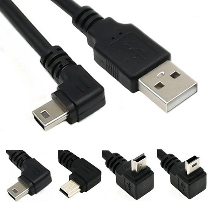 90 Degree L Shape USB to Mini B 5 Pin Data Charger Cable for Camera ...