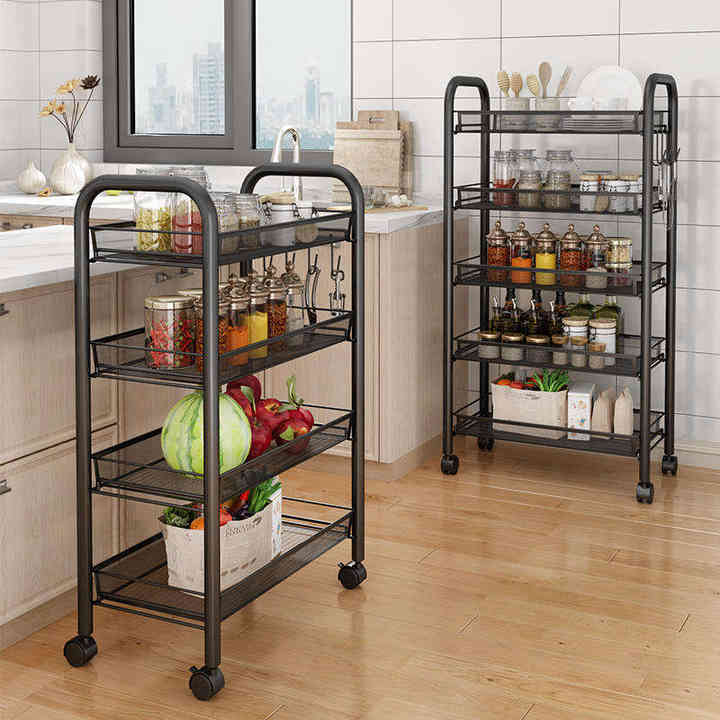 Wholesale 5 Tiers Steel Cart Kitchen Hand Trolley Standing Movable ...