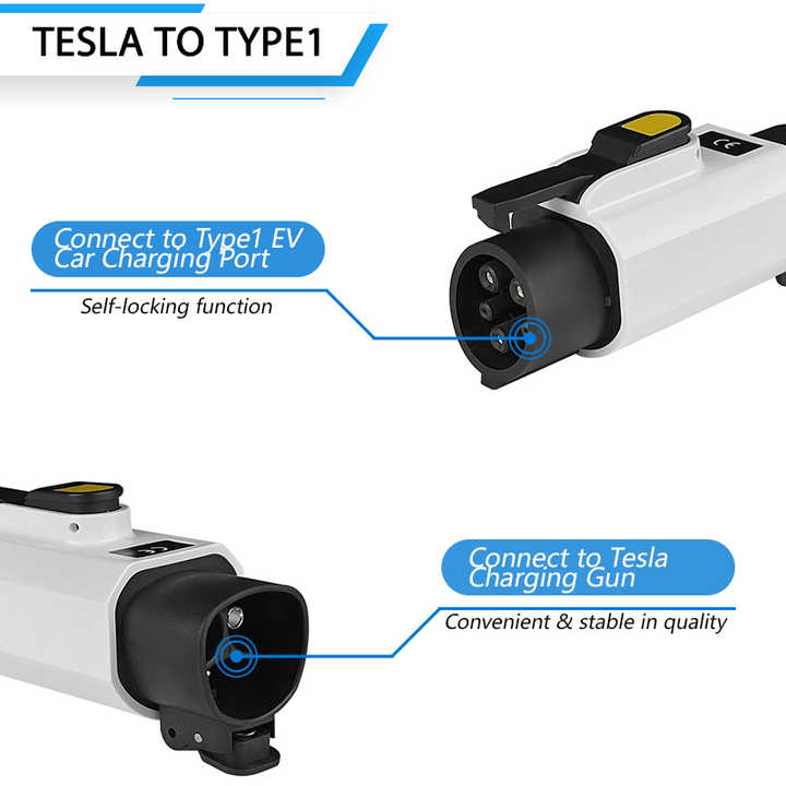 American Standard AC Tesla to Type1 Convertor SAE J1772 IEC 62196 2 EV ...