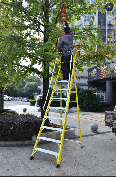 Industrial Design Strength Fiberglass Large Platform Ladder 8 Steps ...