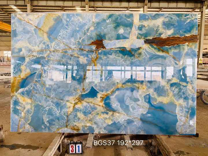 YDSTONE Blue Onyx Slab - Translucent Background Wall Panel