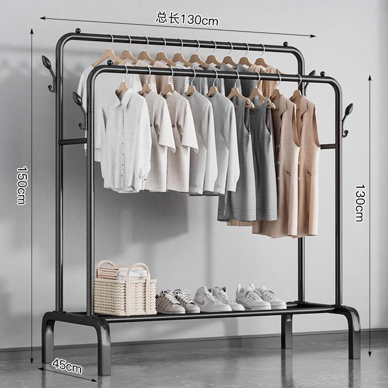 Modern Design Iron Floor-Standing Clothes Rack Casters Space Saving ...
