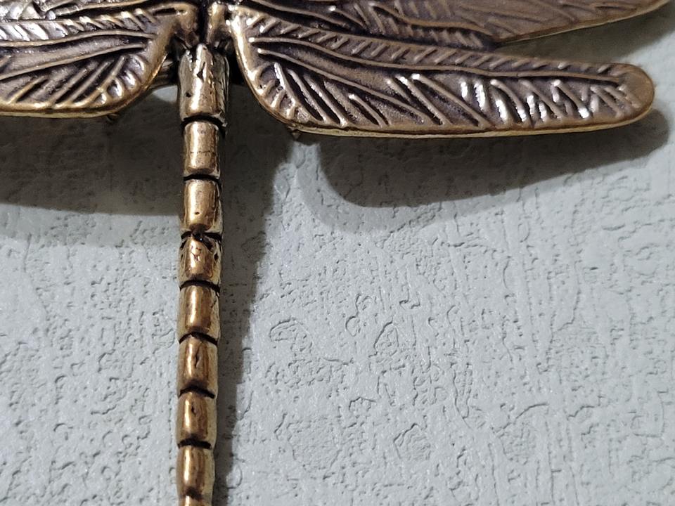 Copper Dragonfly Sculpture Casting Metal Copper Insect Ornament Mini ...