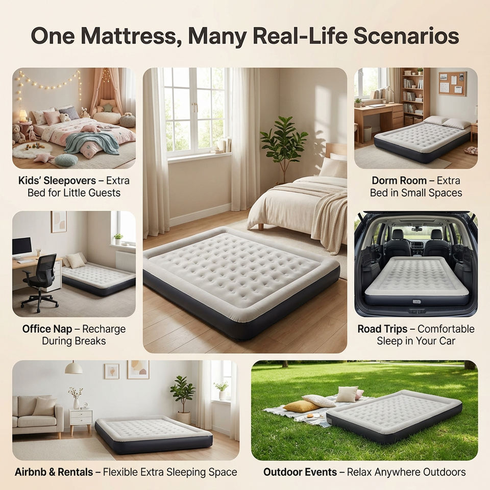 Glamping Luxury King Size Automatic Inflatable Mattress Built-in Pump ...