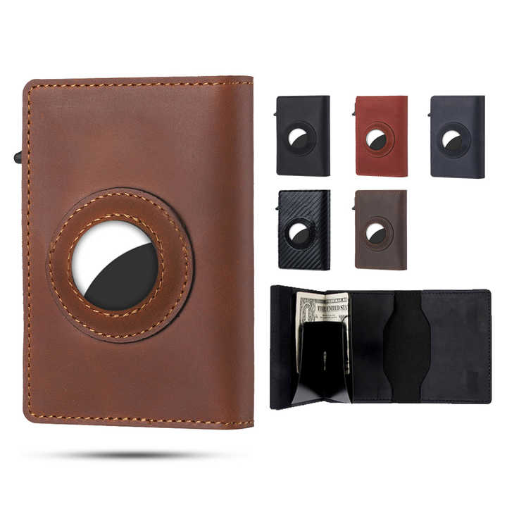 Premium Real Crazy Horse Leather Magnetic Close Pop Out Wallet RFID ...