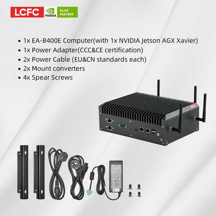 AI Edge Computer Jetson AGX Xavier 32G Dual Network Ports Fanless Industrial PC Embedded ...