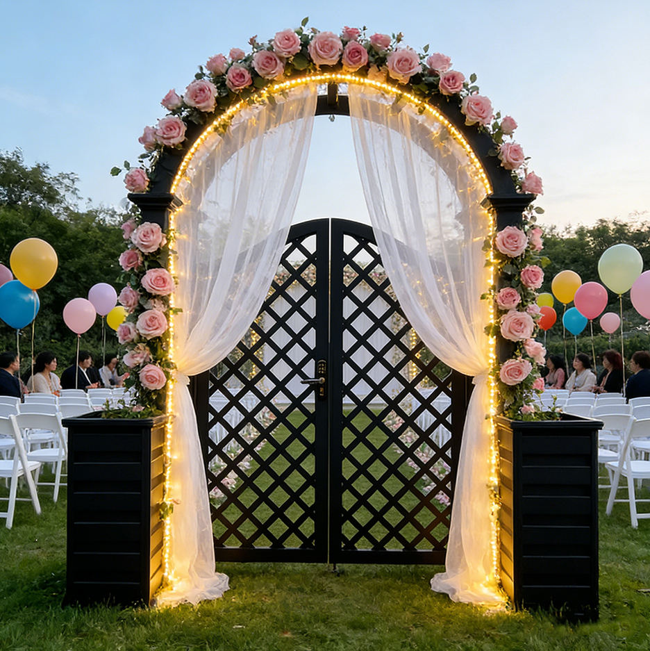 Garden Arch Trellis with Bench Space-Saving Aluminum Alloy Safety ...