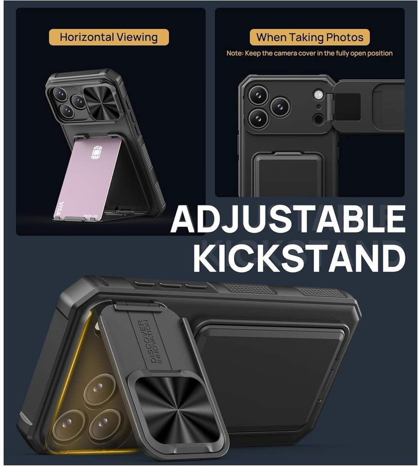 For iPhone 17 Pro Max Case with 2X Privacy Screen Protector, Credit ...