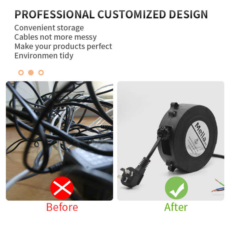 Retractable Spring Loaded Cable Reel H05vvf 3 Cores 1.0mm2 Extension ...