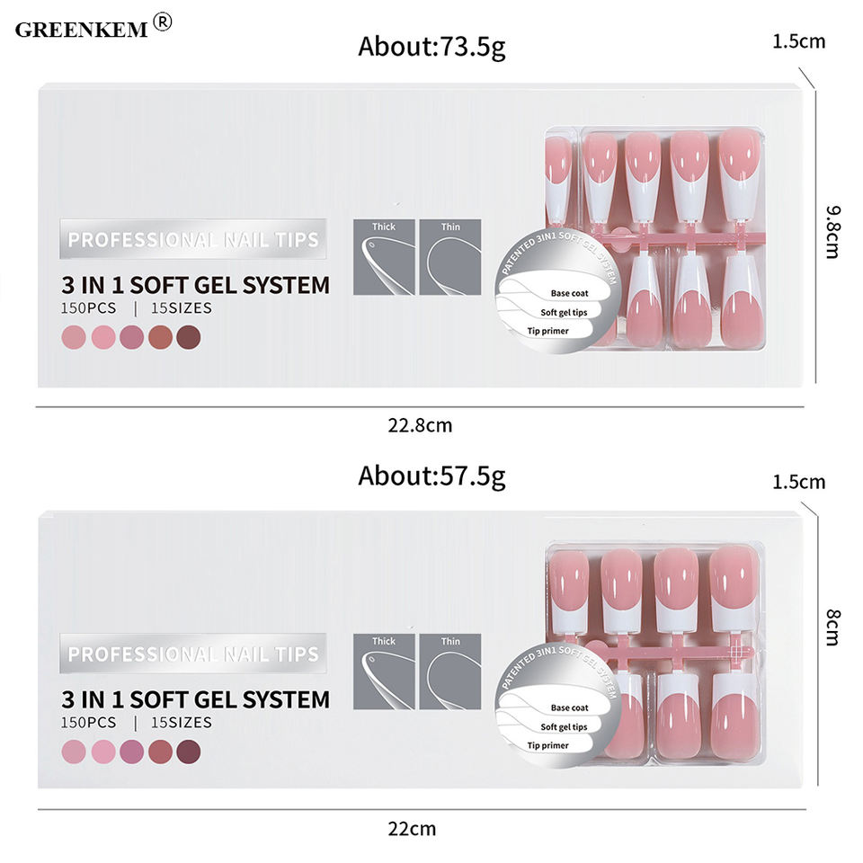 150pcs Box French Styles Artificial Fingernails False French 5 Colors ...