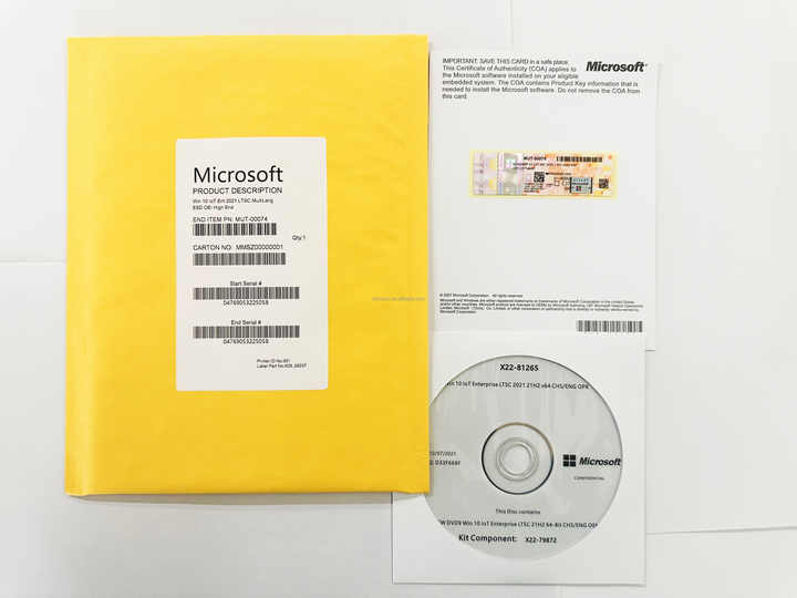 Win10 IoT 2021 LTSC High End OEM COA Key Sticker DVD Package Lifetime ...