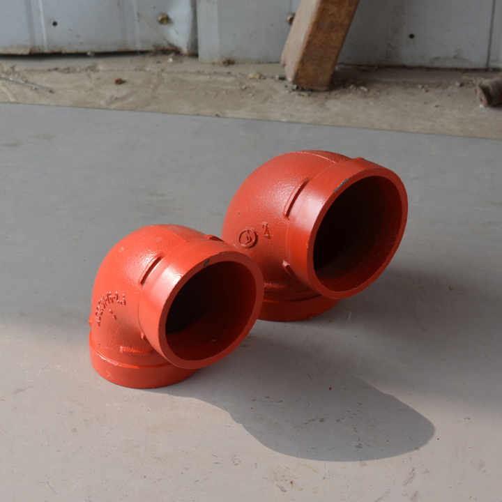 90 Degree Ductile Iron Grooved Pipe Fitting Elbow 25mm Welded Fire Fighting Tees Plated and ...