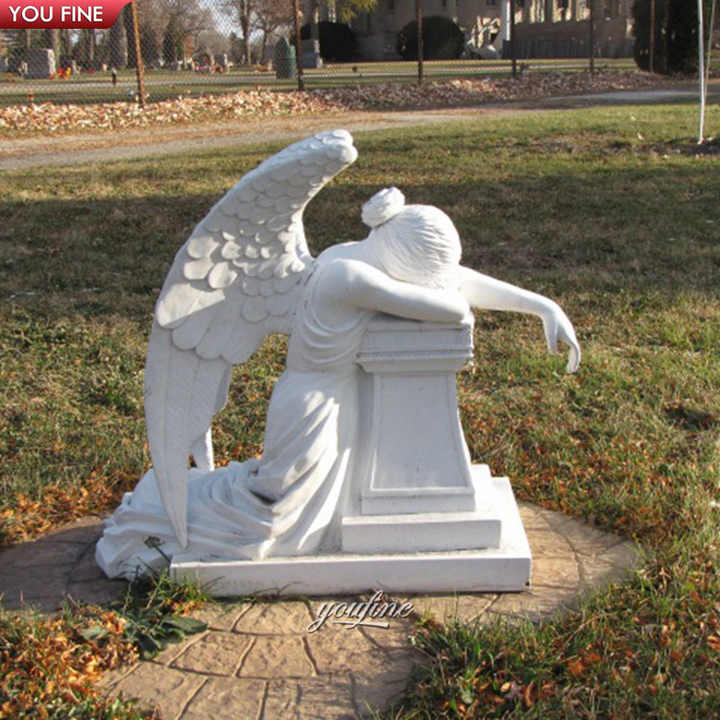 Outdoor Natural Stone Hand Carved Weeping Angel Headstone