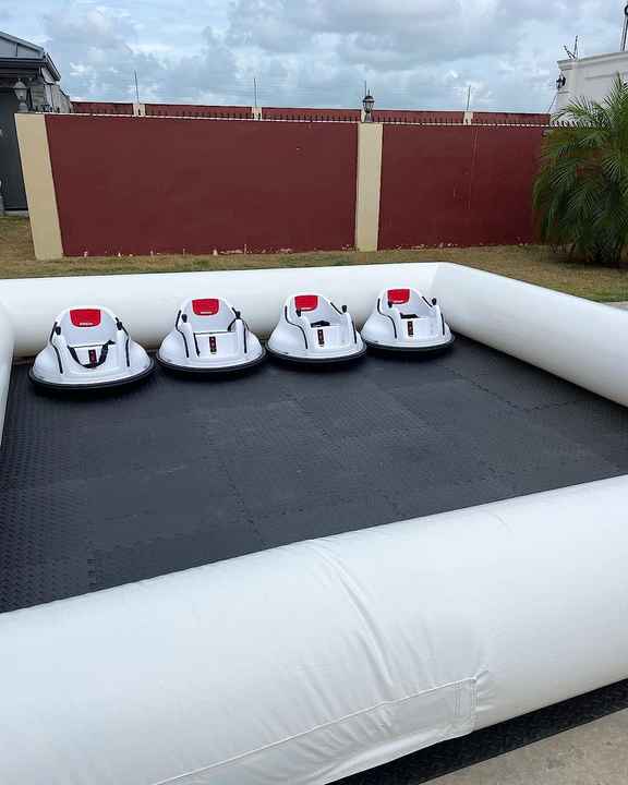 All White Kids Play Arena Race Track Inflatable Bumper Car Arena