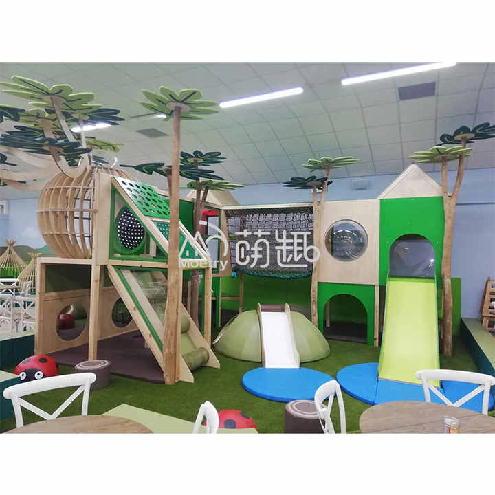 Moetry Treehouse Nature-Themed Indoor Playground with Slide Play ...