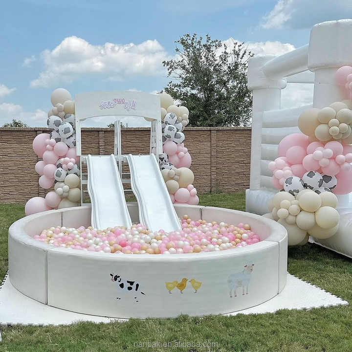 White and Mint Colour Infant Playroom Ball Pond - Fun & Safety