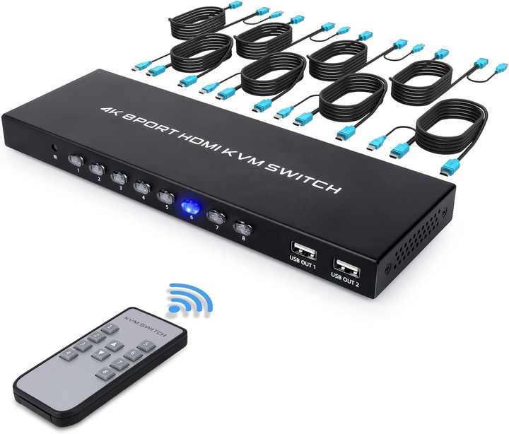 SYONG 8 Port KVM Switch HDMI 4K 30hz - 8 in 1 Out Console