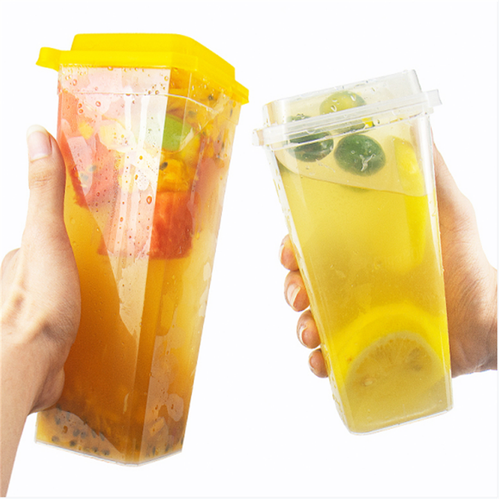 Injection Transparent Square Plastic Packaging Dessert Fruit Boba Tea ...