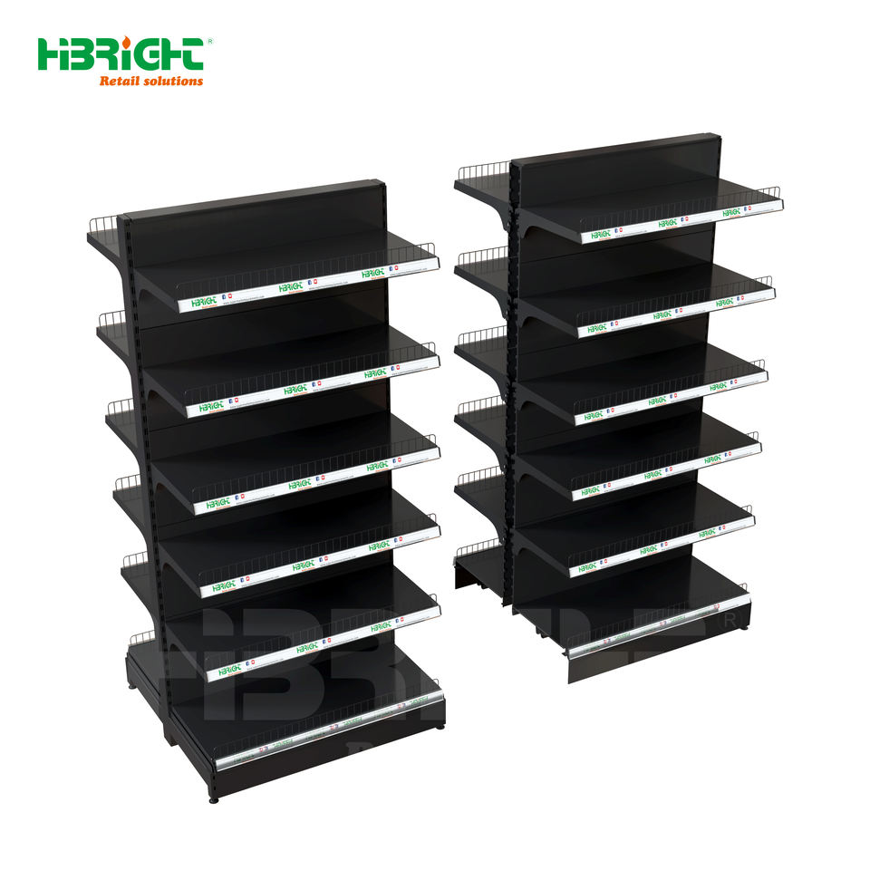 Gondola Shelving Single-Sided Metal Light Duty Supermarket Wall Shelves ...