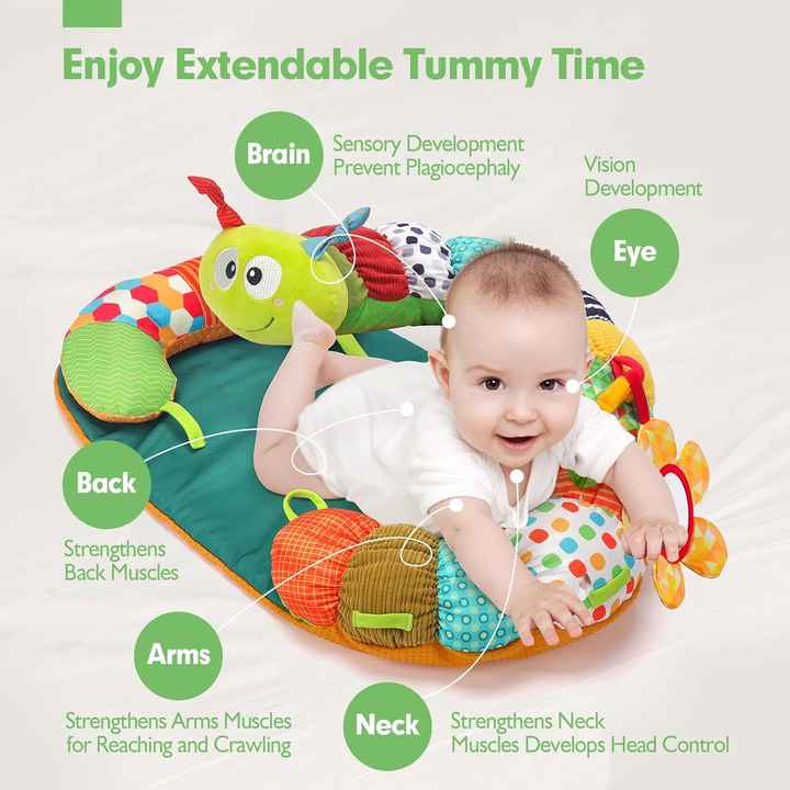 Detachable Teether Rattle Sensory Play Infant Tummy Time Toys 4 in 1 ...