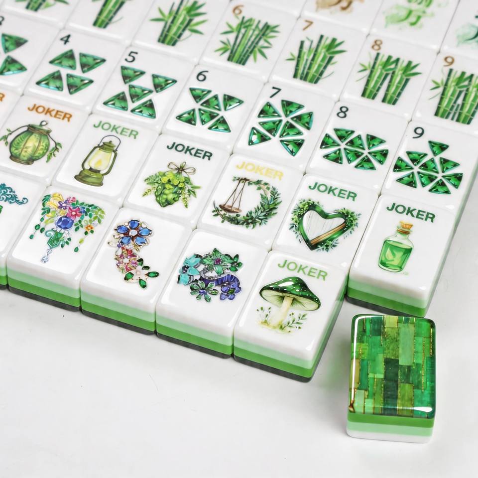 Emerald Green Mahjong Tiles High Quality Acrylic Mahjong Set with ...