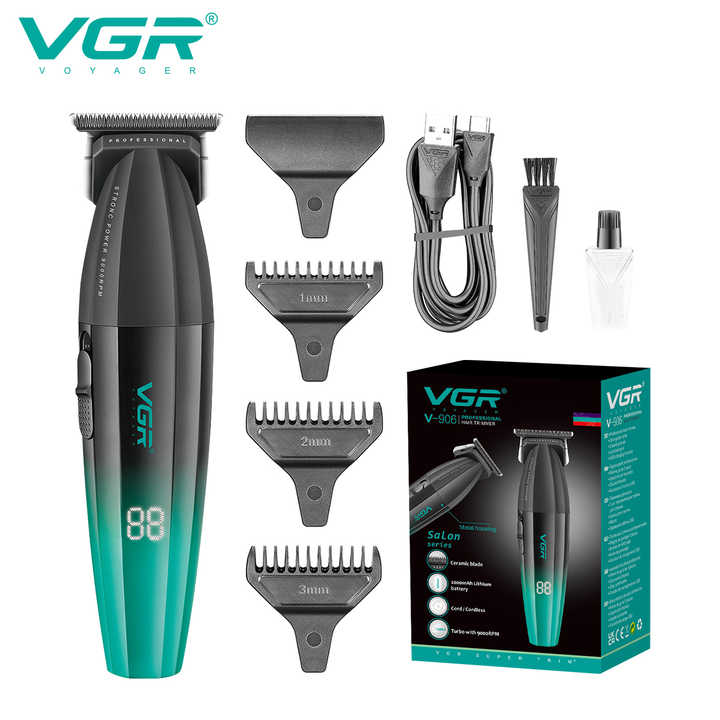 VGR V-906 Maquina De Cortar Cabello Metal Housing DLC Blade Barber Cordless Professional Hair ...