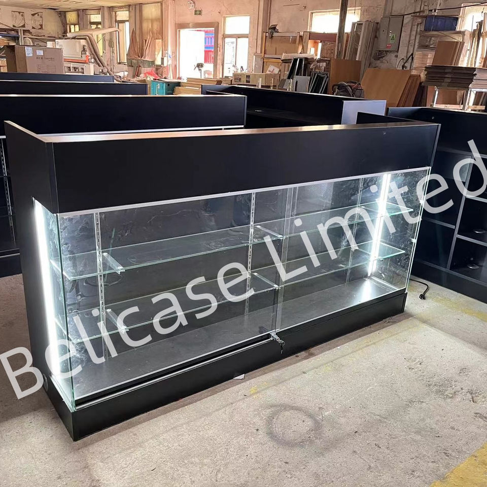 Wholesale Retail Store Vitrine Display Cashier Counter Wooden Glass ...