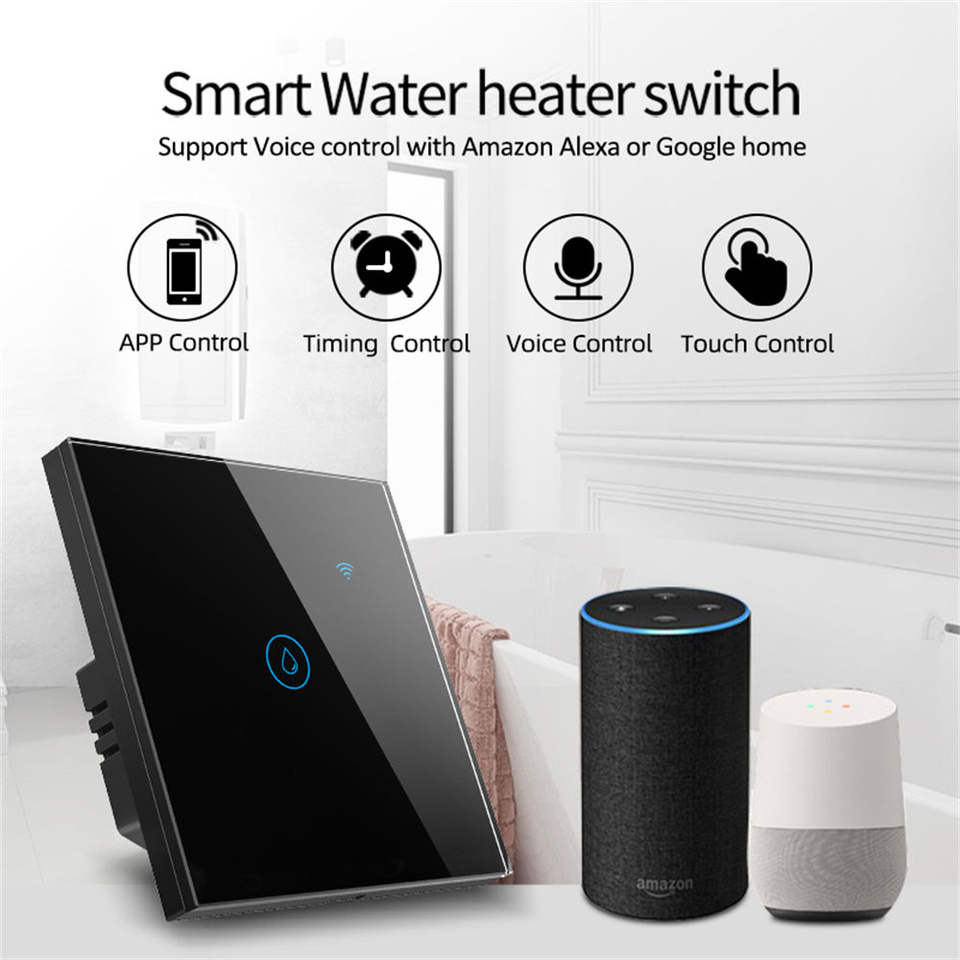 20A High Power Water Heater Smart Switch AC Switch Tempered Glass Wall ...