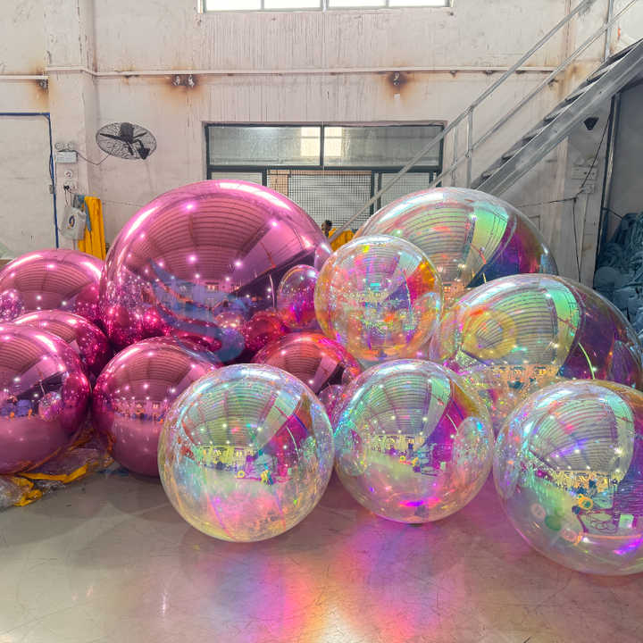 Double Layer Inflatable Mirror Ball PVC Material Silver Mirror Balloons ...
