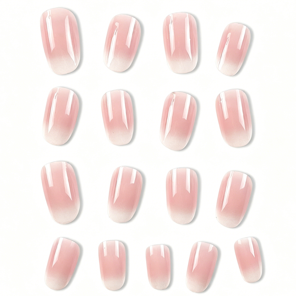 Luxury Nude Pink Fake Nails 24 Pcs Glossy Almond Shape Natural Look for ...