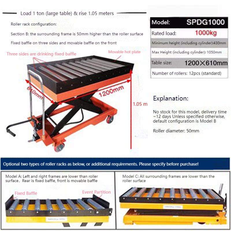 MIFONLIFT Heavy Duty Roller Lift Truck1/2Ton Capacity 1.05m Lifting ...