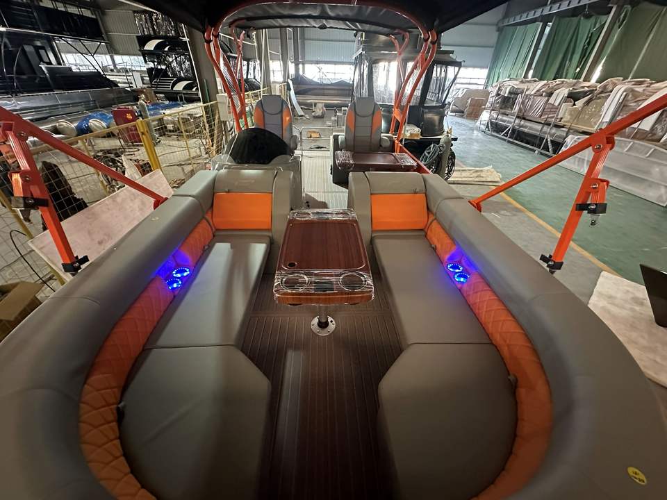 Commercial Leisure Pontoons Flat Bottom Boats Aluminum 21ft Luxury ...
