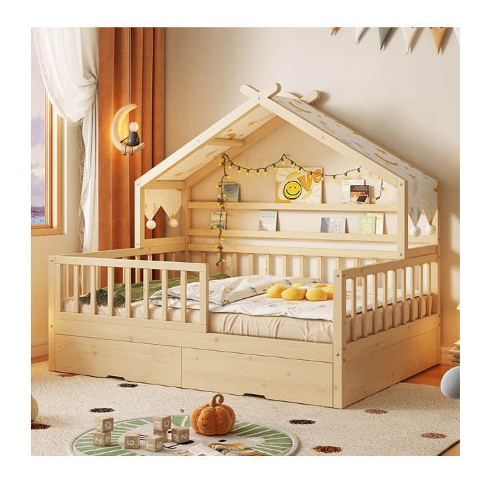 Popular modern frame wooden kids beds high quality toddler bed design factory wholesale children bed with storage drawer