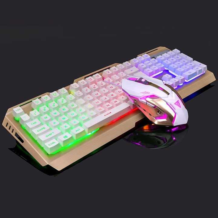 V1 Wired RGB Backlit Glowing Gaming Keyboard and Mouse Multimedia Keys ...