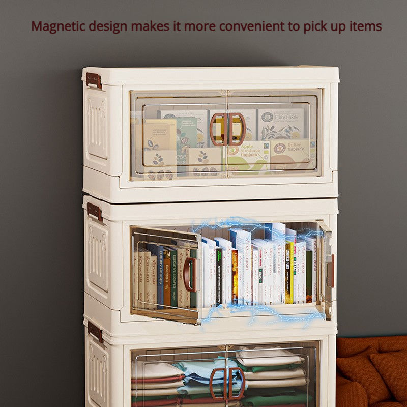 Plastic Clothing Storage Bins with Lids, Folding Stackable Closet ...